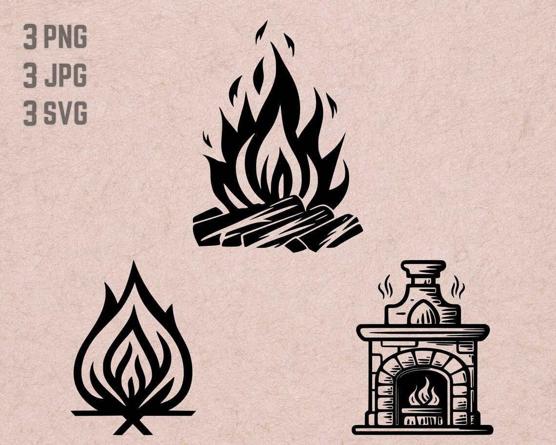 Bonfire SVG Designs, Fire Logo, Flames Vector, Fireplace PNG, Camping ...