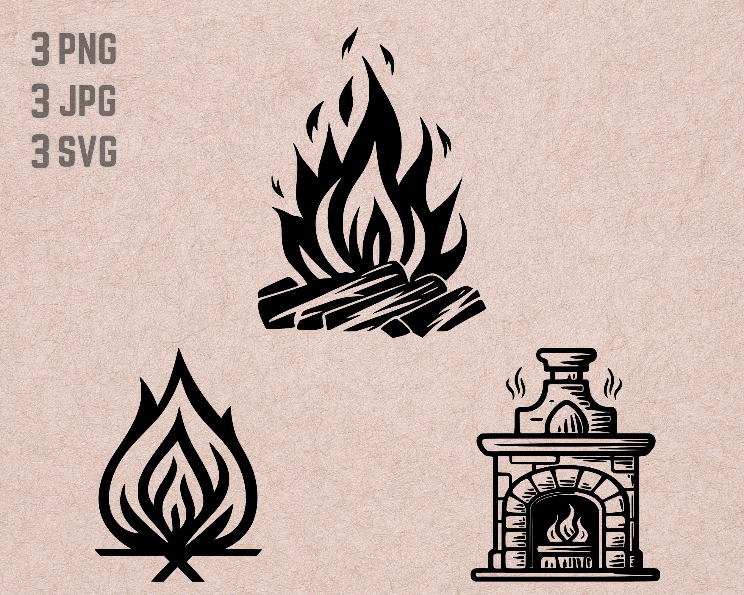 Bonfire SVG Designs, Fire Logo, Flames Vector, Fireplace PNG, Camping ...