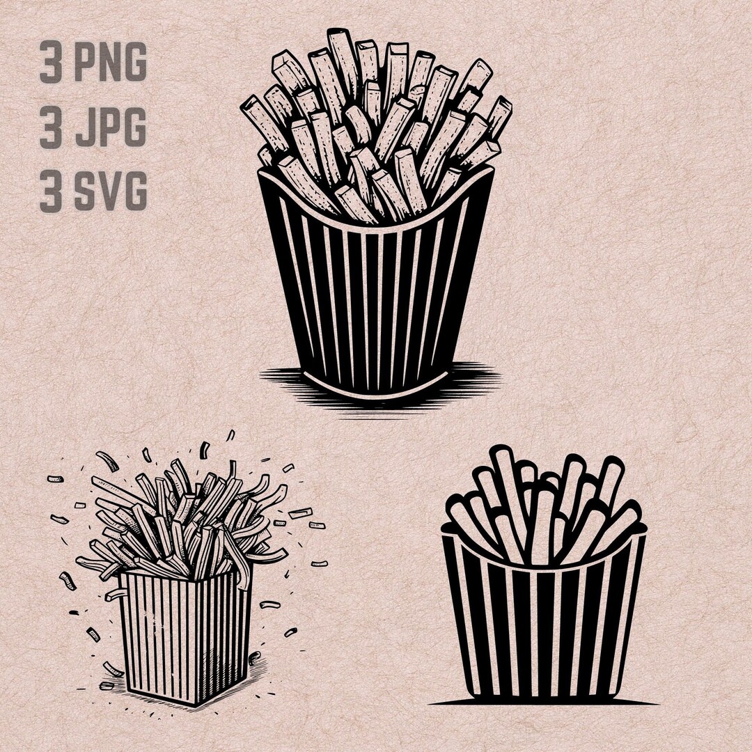 French Fries SVG Designs Fries Vector Fast Food PNG Crisps - Etsy