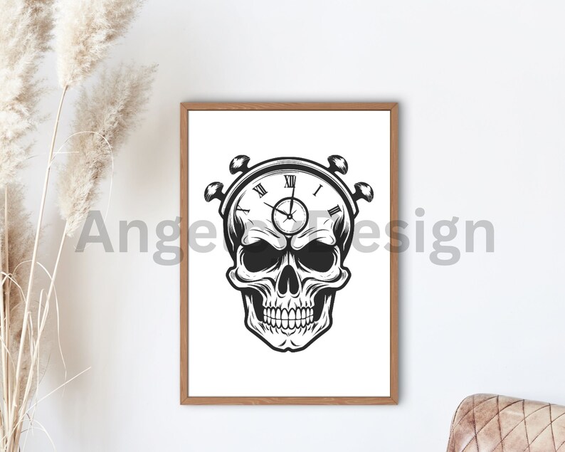Skull Clock SVG Designs, Skeleton Logo, Clock Vector, Skull PNG ...