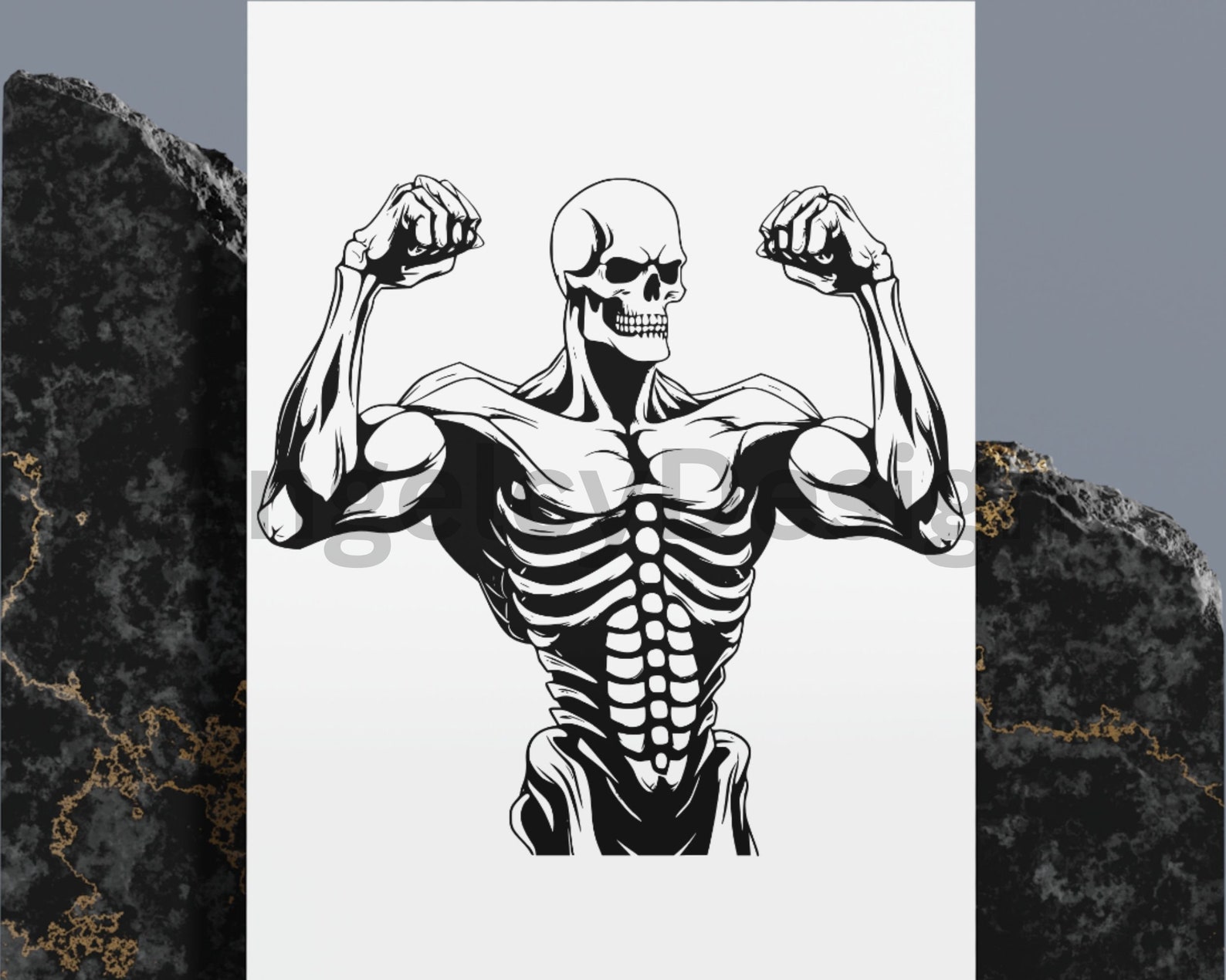 Bodybuilder Skeleton Svg Designs, Gym Logo Vector, Halloween Fitness ...