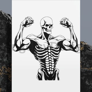 Bodybuilder Skeleton Svg Designs, Gym Logo Vector, Halloween Fitness ...
