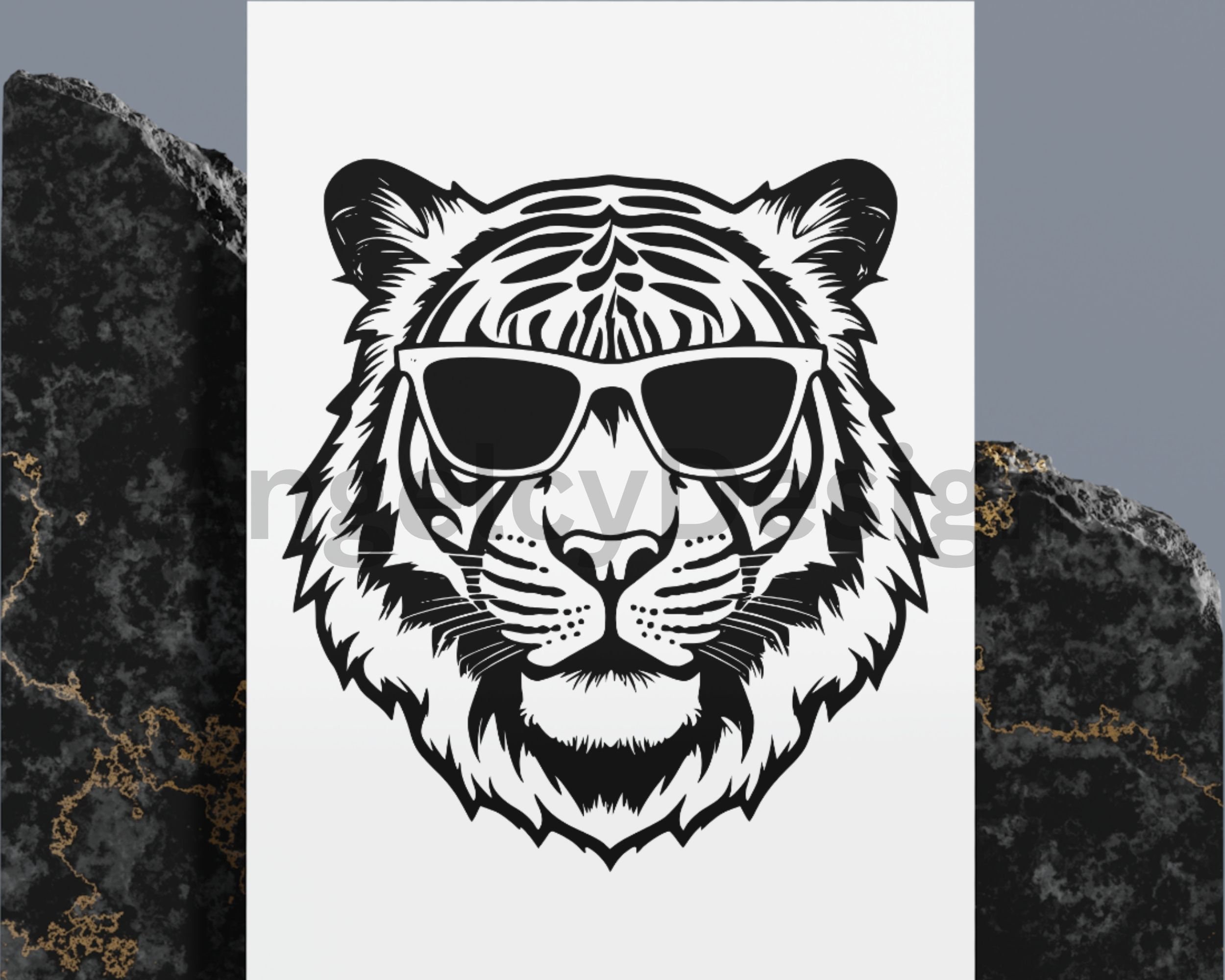 Tiger Head With Sunglasses SVG Designs, Tiger Logo, Cool Tiger Vector ...