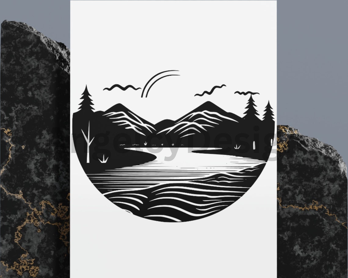 River Landscape SVG Designs, National Park Logo, Wild Nature Vector ...