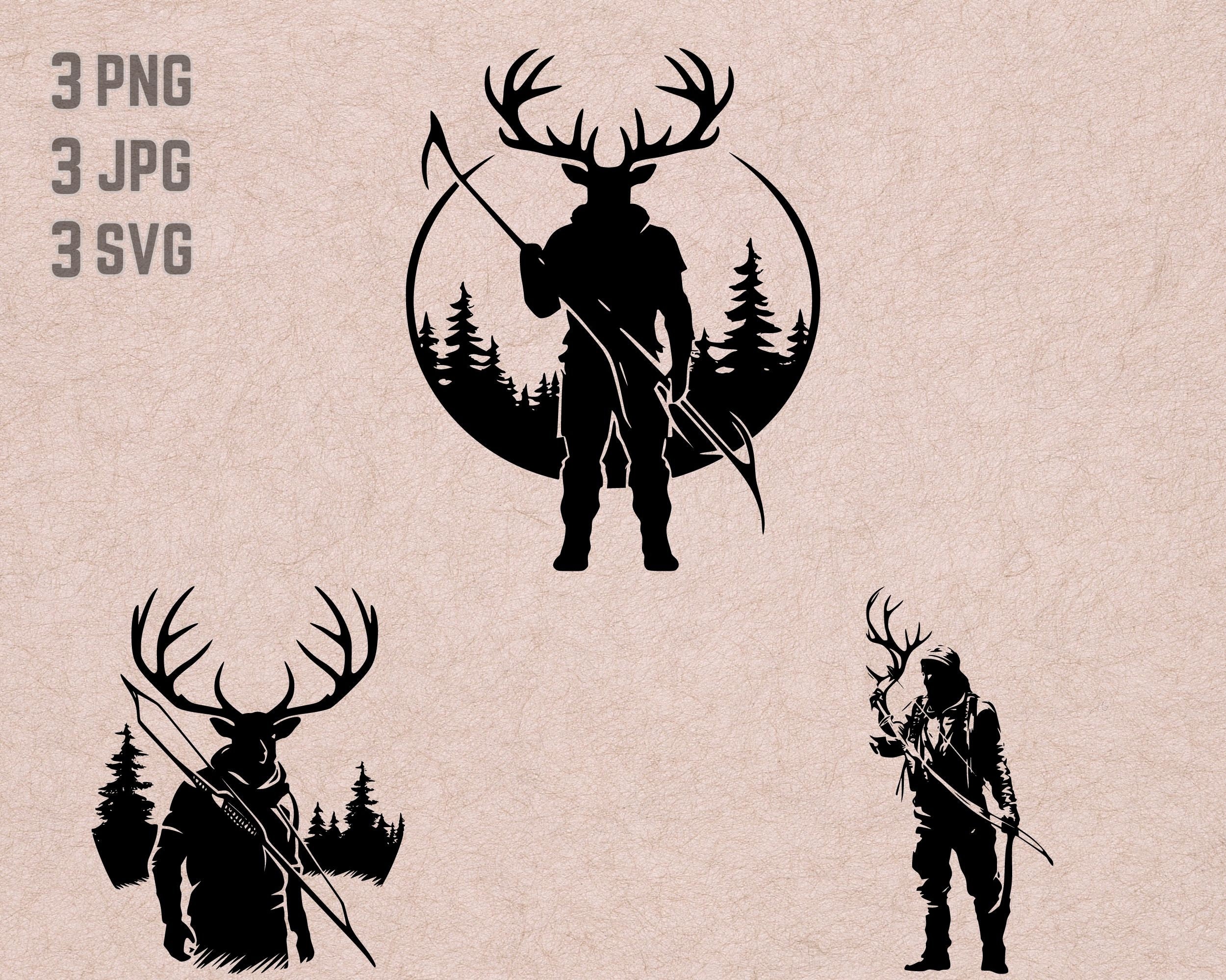 Bow Hunting Elk SVG Designs, Hunting Logo Vector, Elk PNG, Bow and ...