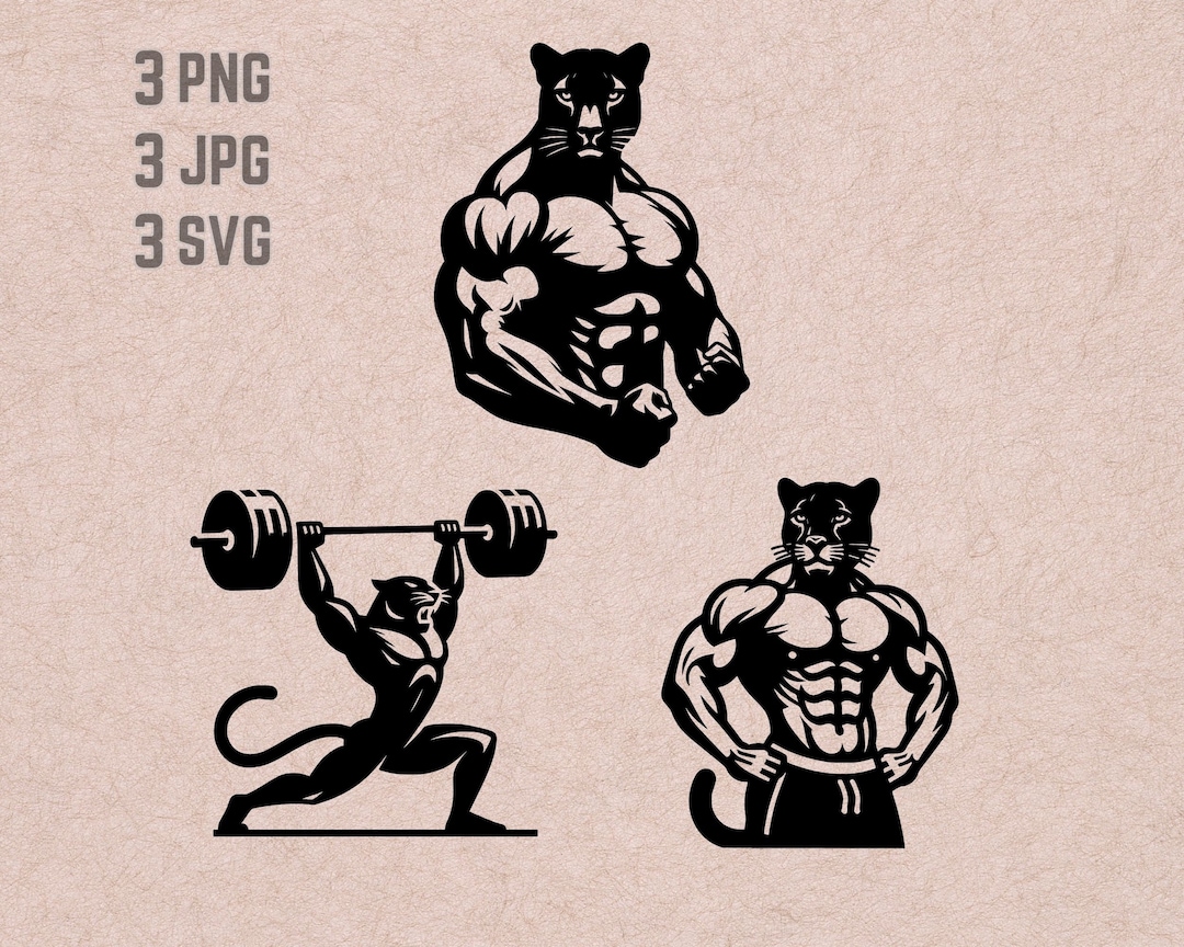 Panther Bodybuilder Svg Designs, Gym Logo Vector, Panther Fitness PNG ...