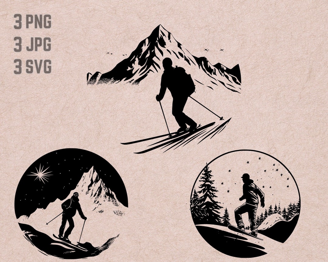 Ski Logo Svg Designs, Snowboard Logo Vector, Ski Scene PNG ...