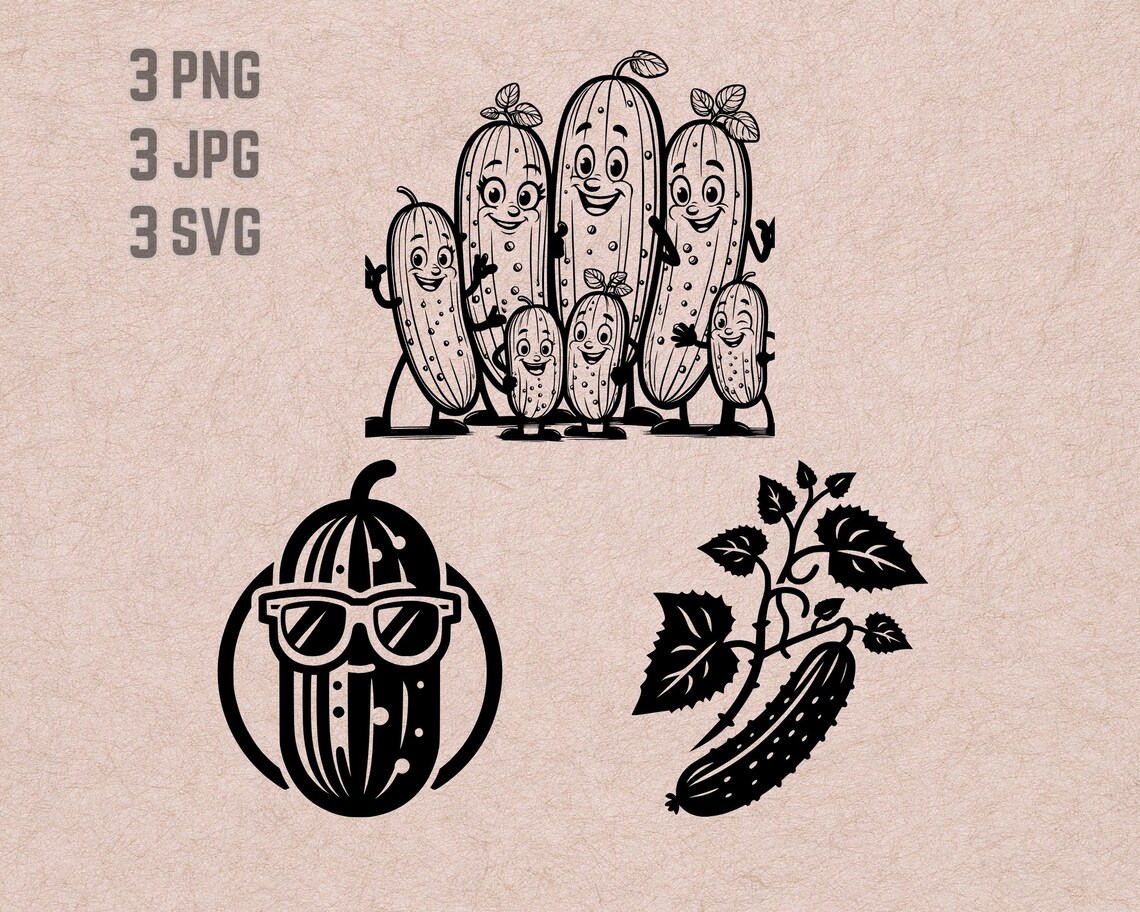 Cucumber Svg Designs, Cucumber Logo, Salad Vector, Vegan Clipart ...