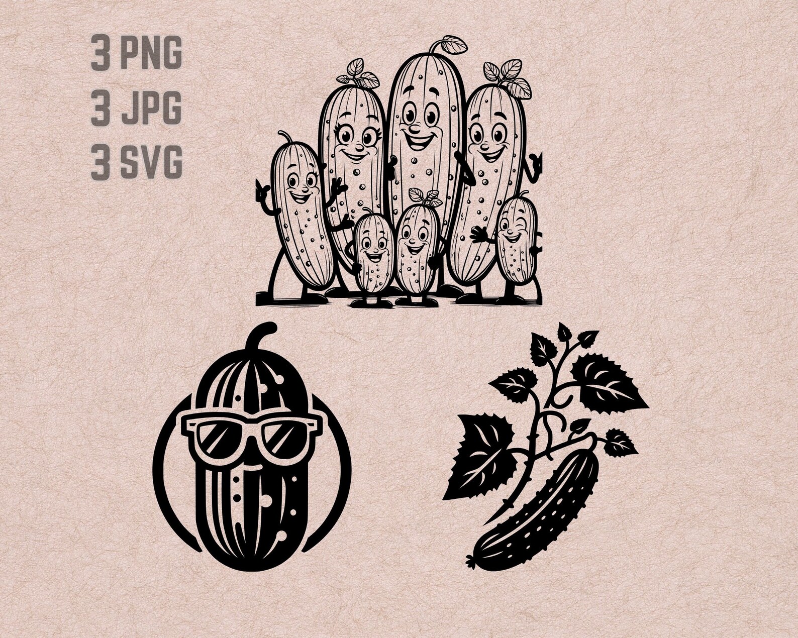 Cucumber Svg Designs, Cucumber Logo, Salad Vector, Vegan Clipart ...