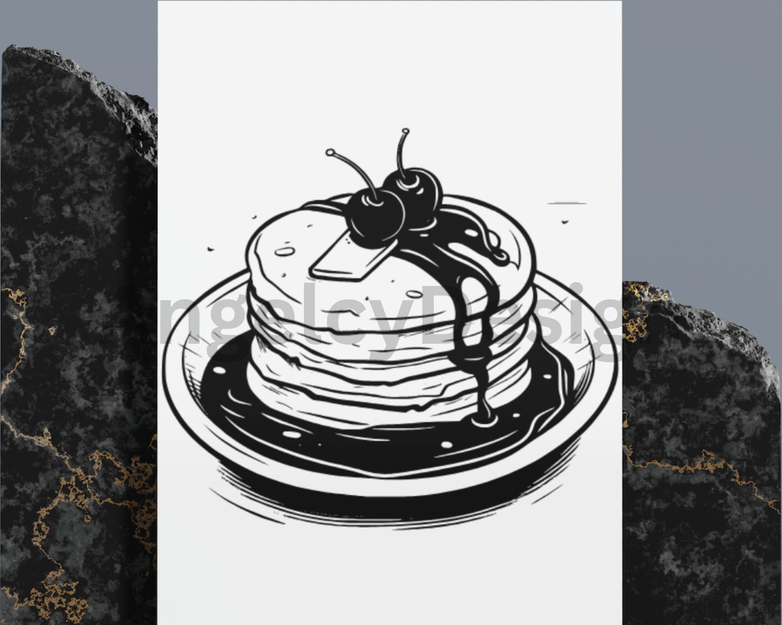 Pancakes SVG Designs, Pancake Logo, Pancakes and Syrup Vector, Sweets ...