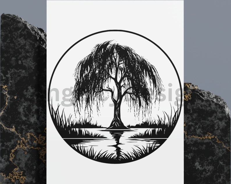 Willow Tree SVG Designs, Willow Tree Logo, Willow Tree Heart Vector ...