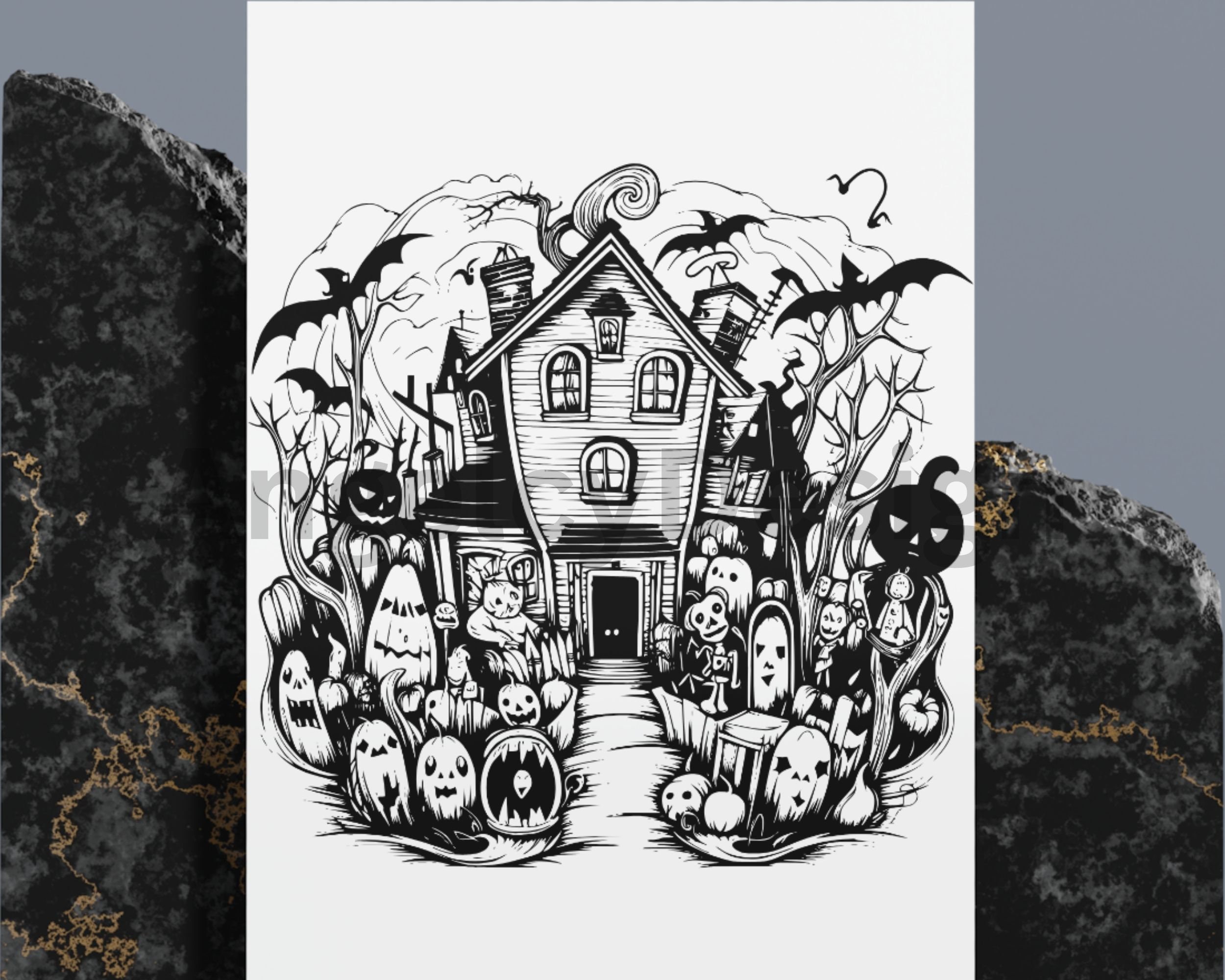 Halloween Scene SVG Designs, Scary Halloween Logo, Happy Halloween ...