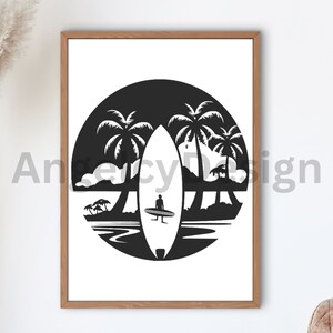 Surf Scene Svg Designs, Surfing Logo Vector, Surfboard PNG, Summer ...