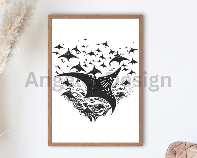 Manta Ray Svg Designs, Sting Ray Vector, Ocean PNG, Mantaray Bundle ...