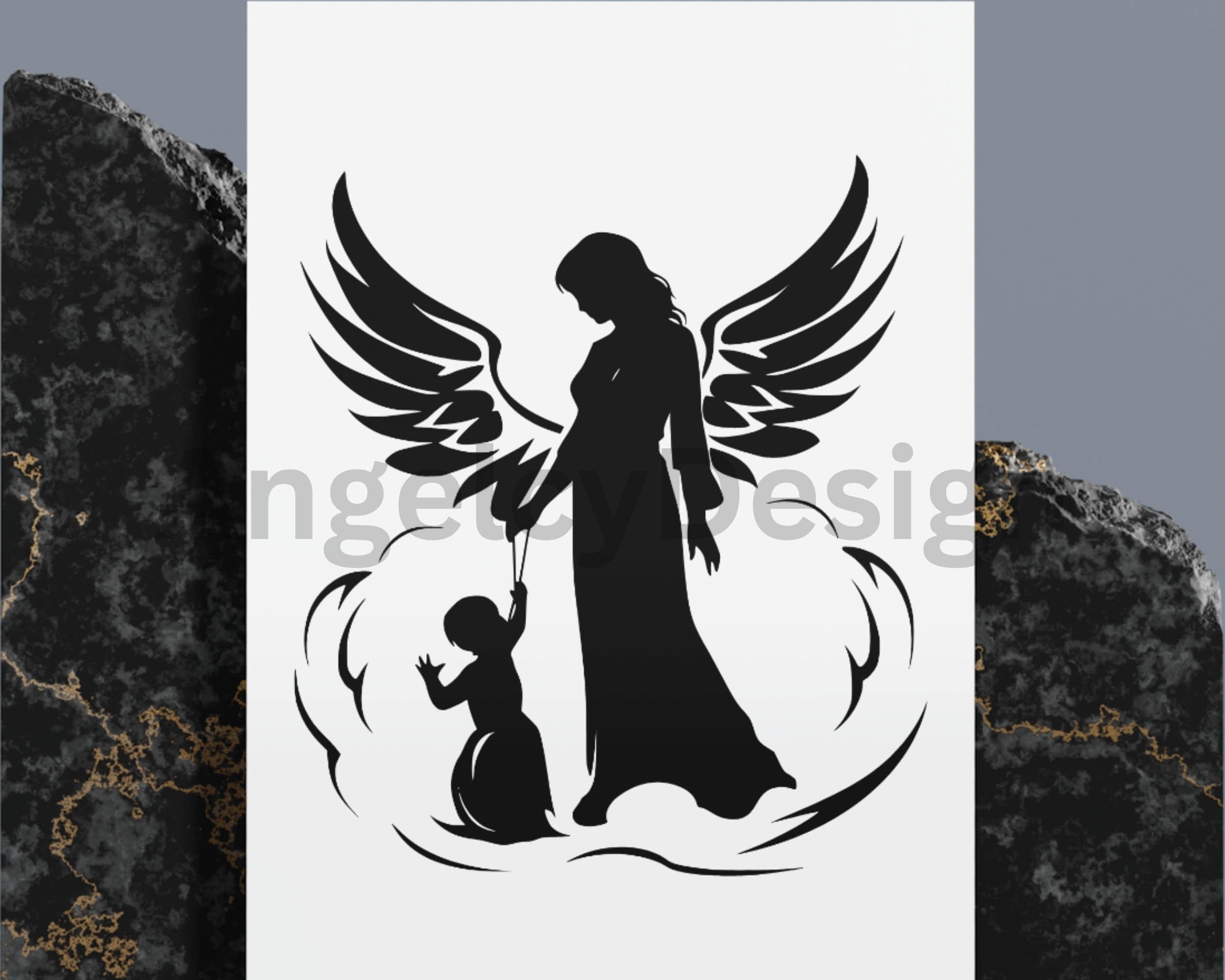 Guardian Angel Mom SVG Designs, Memorial Vector, Mother PNG, Mom Love ...