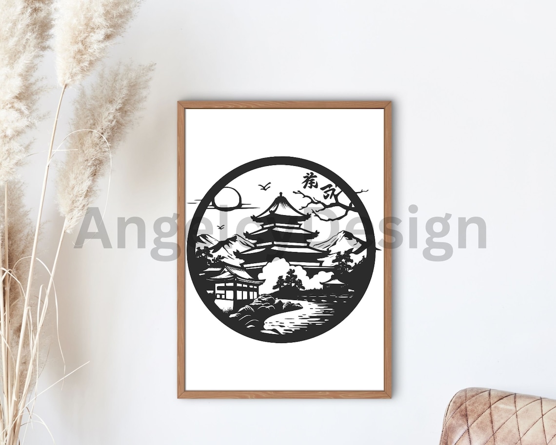 Japan SVG Designs, Japan Logo, Far East Vector, Japanese Temple PNG ...