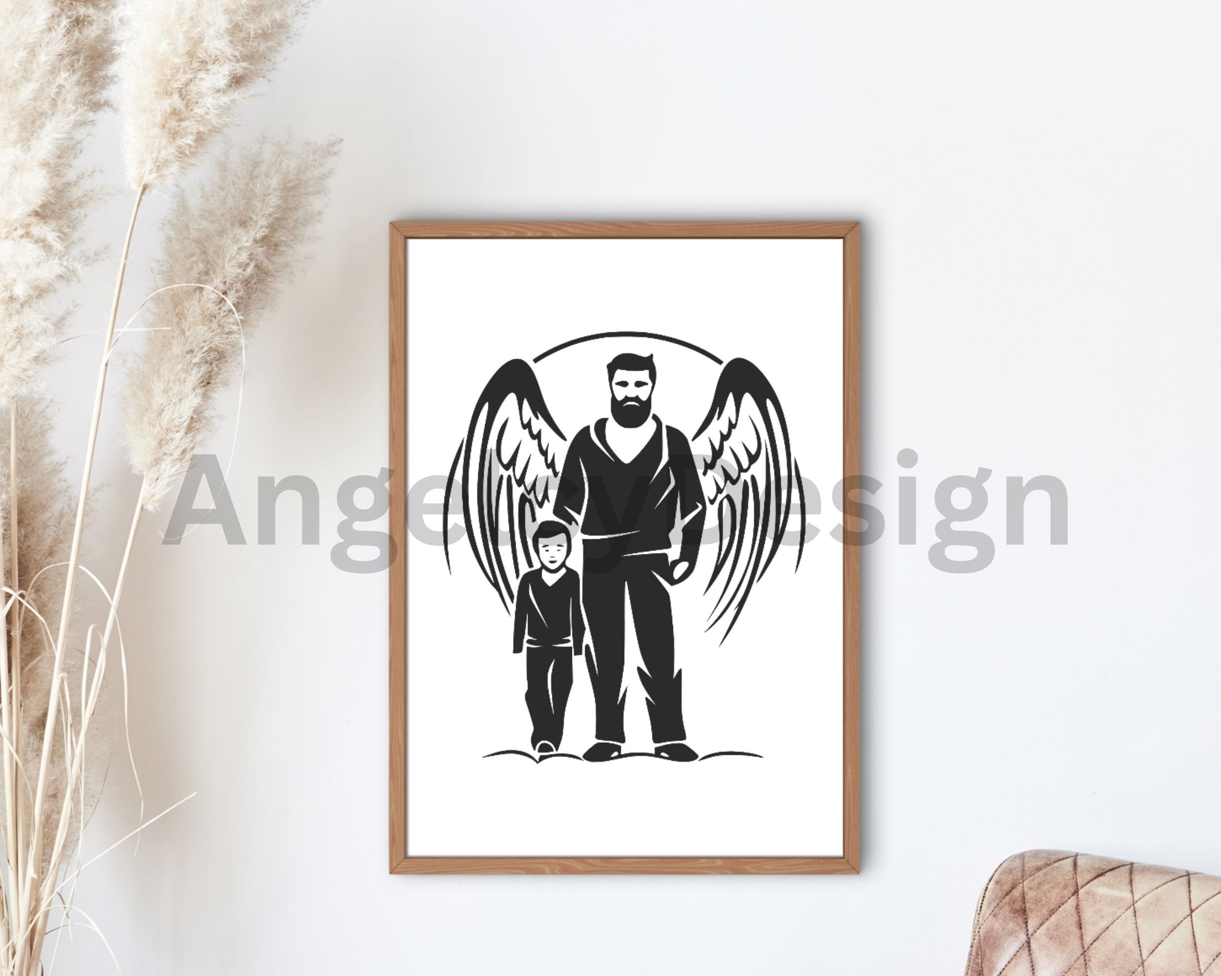 Guardian Angel Dad SVG Designs, Memorial Vector, Father PNG, Dad Love ...