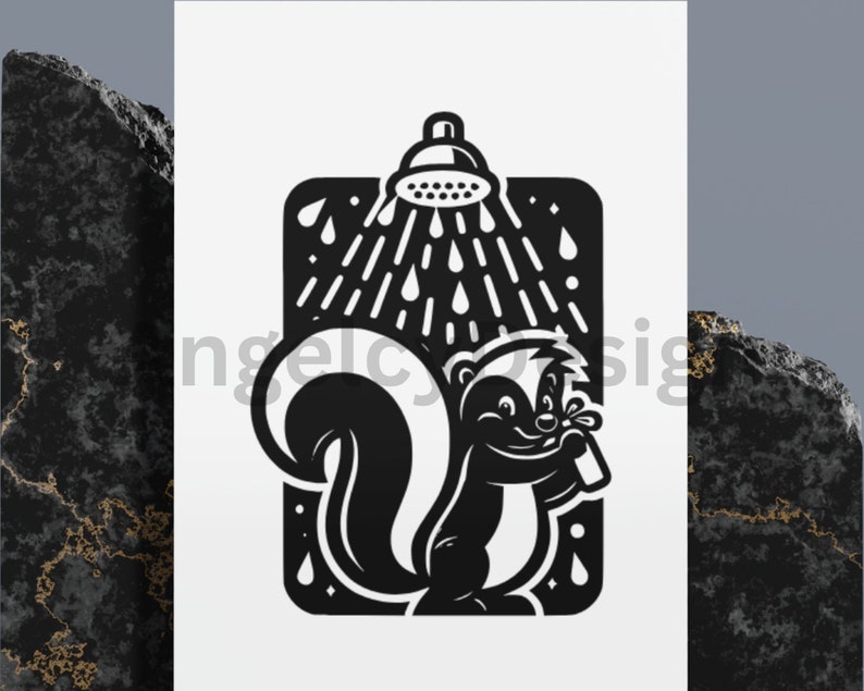 Skunk SVG Designs, Skunk Logo, Smelly Skunk Vector, Skunk in the Shower ...