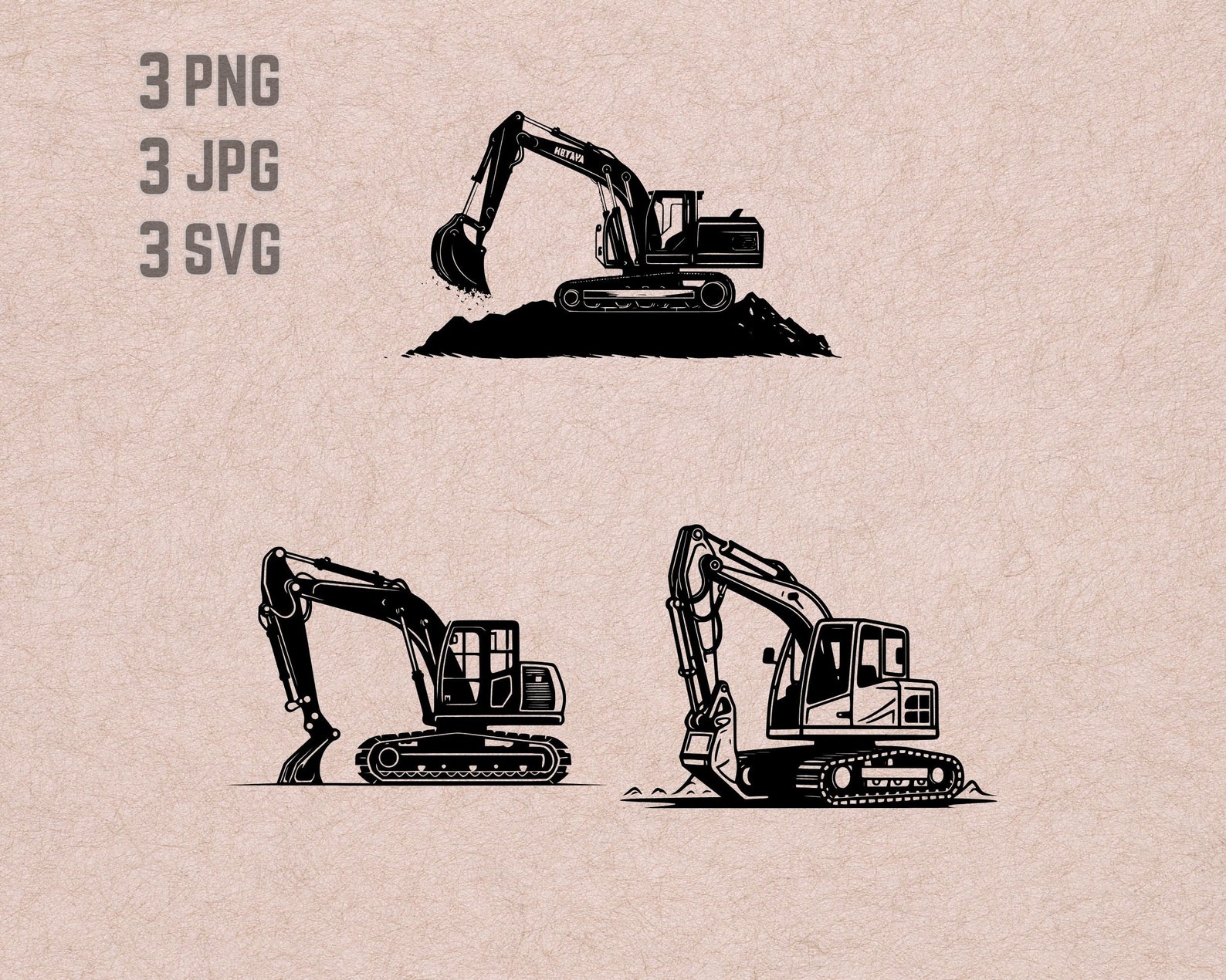 Excavator SVG Designs, Excavator Logo Vector, Construction PNG, Heavy ...
