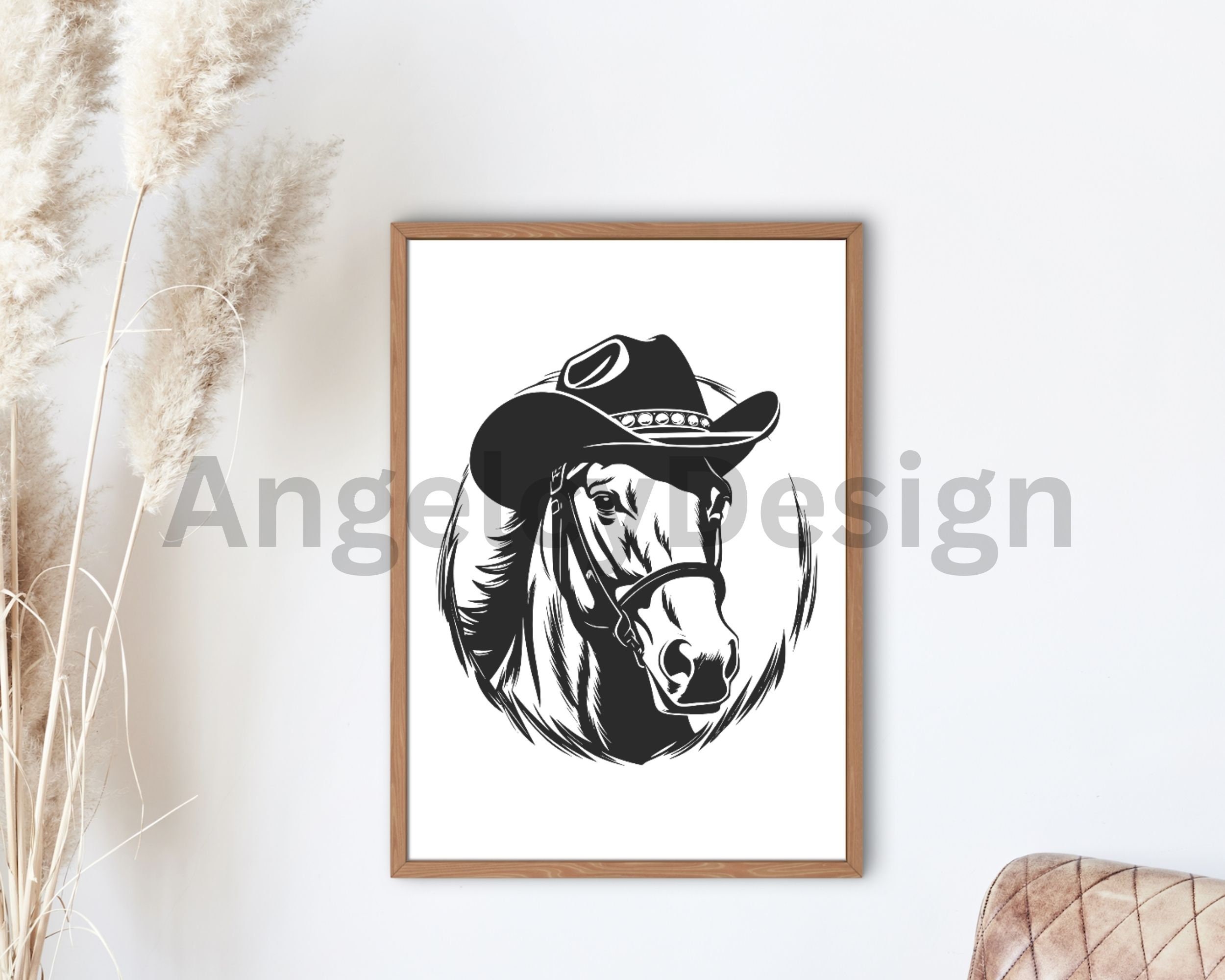 Horse Head With Cowboy Hat SVG Designs, Horse Logo, Cowboy Vector ...