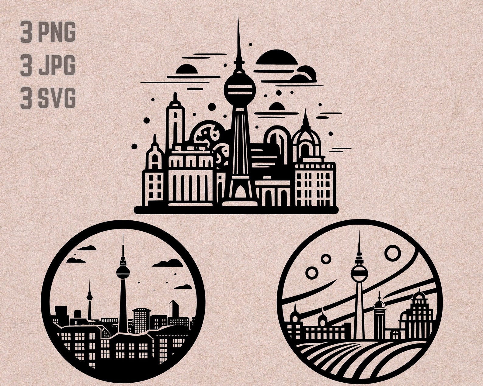 Berlin Skyline SVG Designs, Berlin Logo, Berlin Skyline Vector, Skyline ...
