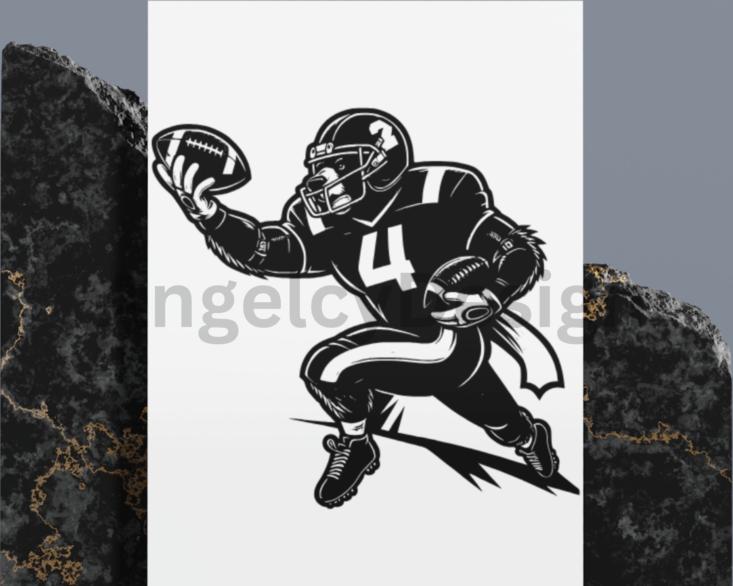 Animals Football Players SVG Designs, Football Mascot Logo, Bear Vector ...