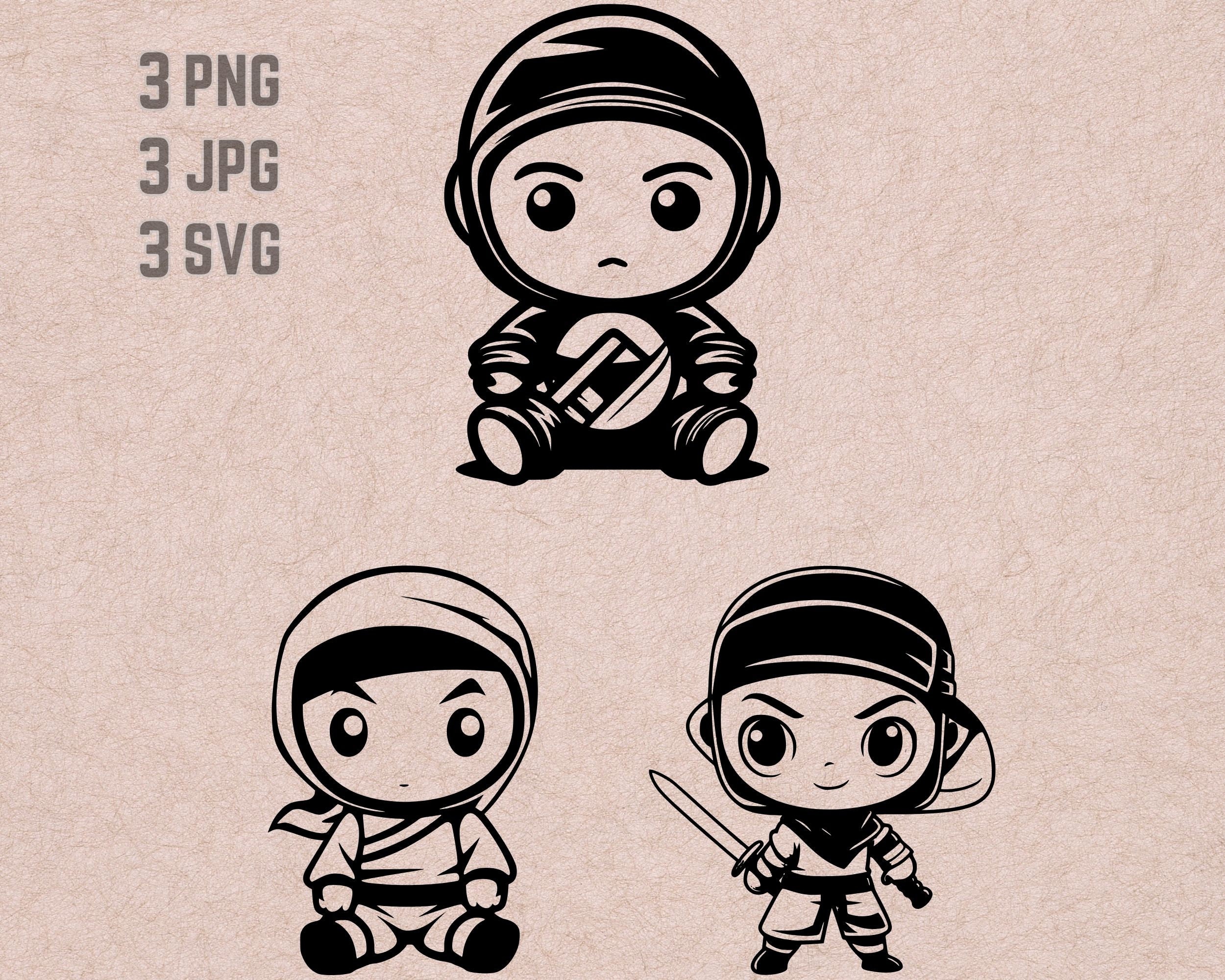 Cute Ninja Baby SVG Designs, Ninja Baby Vector, Cute Baby PNG, Ninja ...