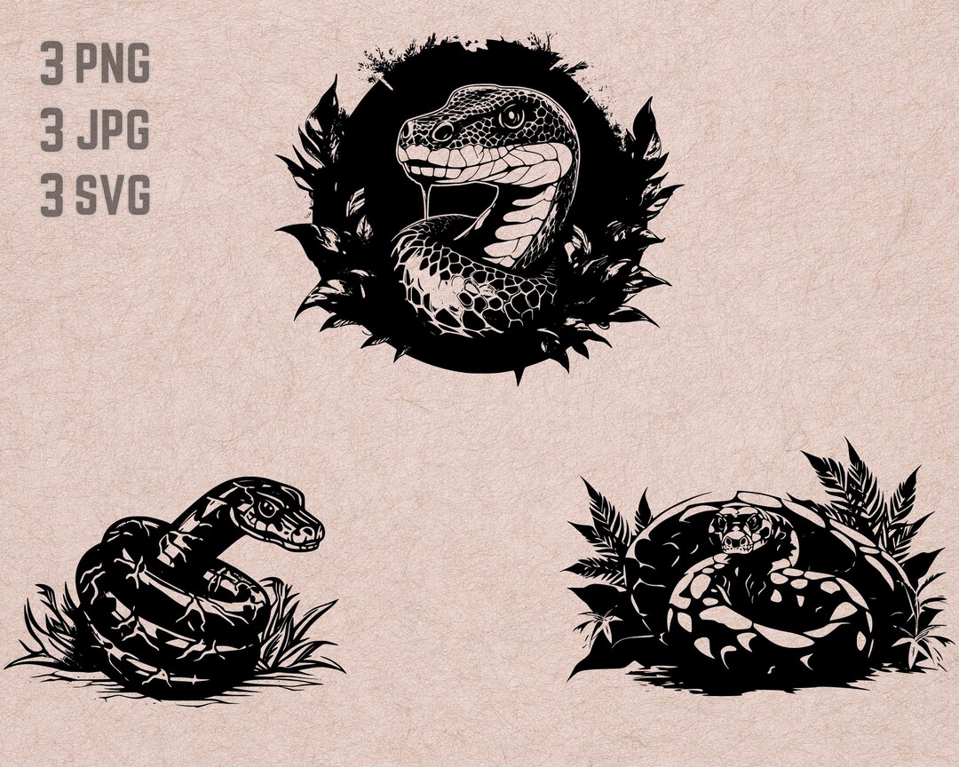Snake Jungle Scene Svg Designs, Reptile Logo Vector, Safari PNG, Jungle ...