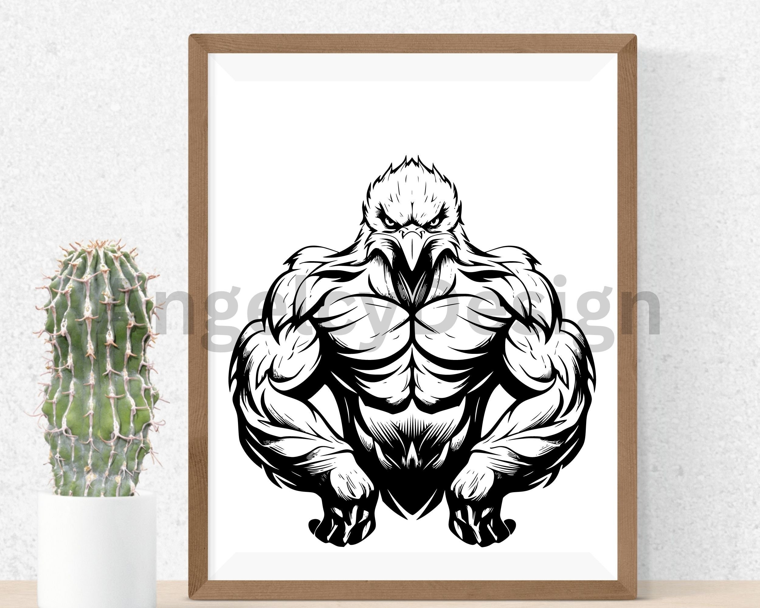 Bodybuilder SVG Designs, Gym Logo Vector, Eagle Vulture Falcon Fitness ...