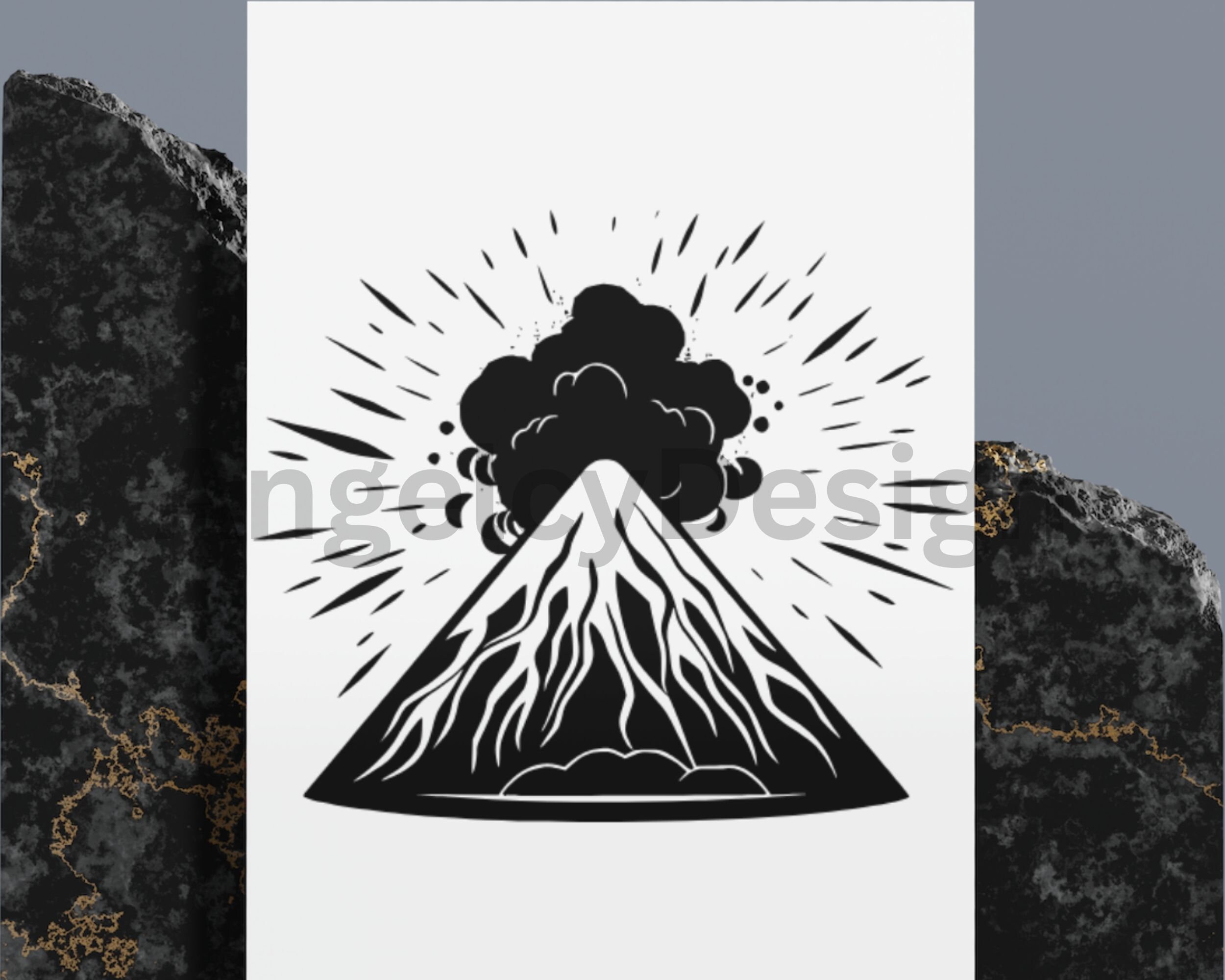 Volcano SVG Designs, Volcano Logo, Natural Disaster Vector, Volcano ...