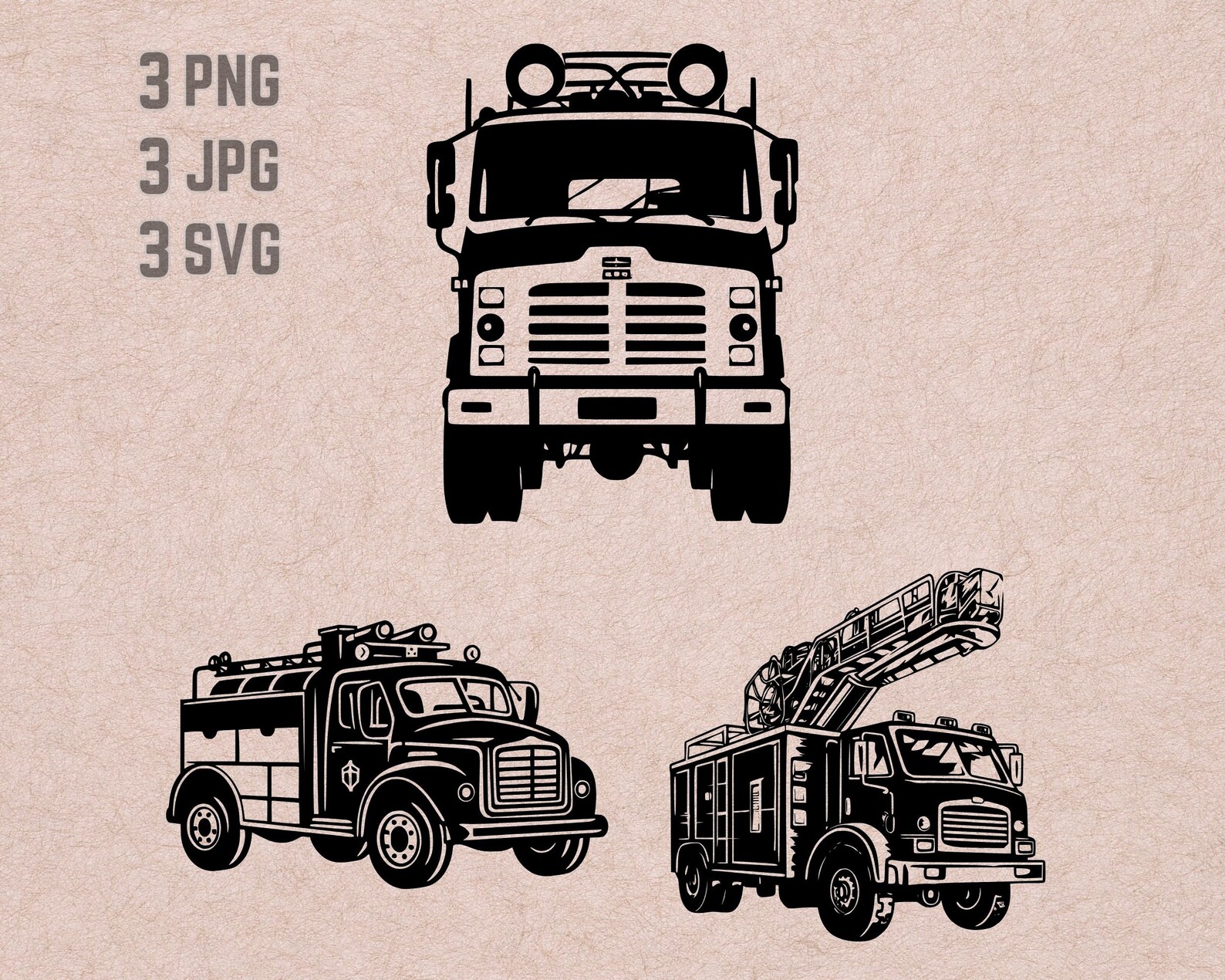 Fire Truck SVG Designs, Fire Truck Logo, Firefighters Vector, Hook and ...