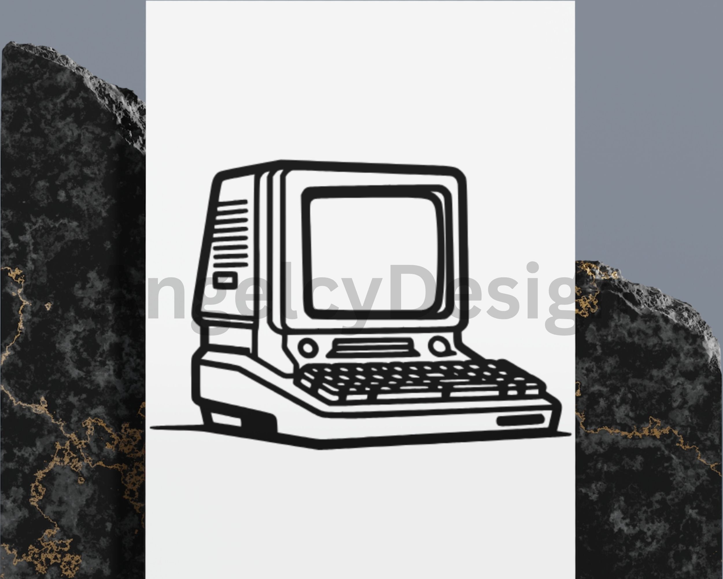 Computer SVG Designs, PC Logo, Laptop Vector, Old School Computer PNG ...