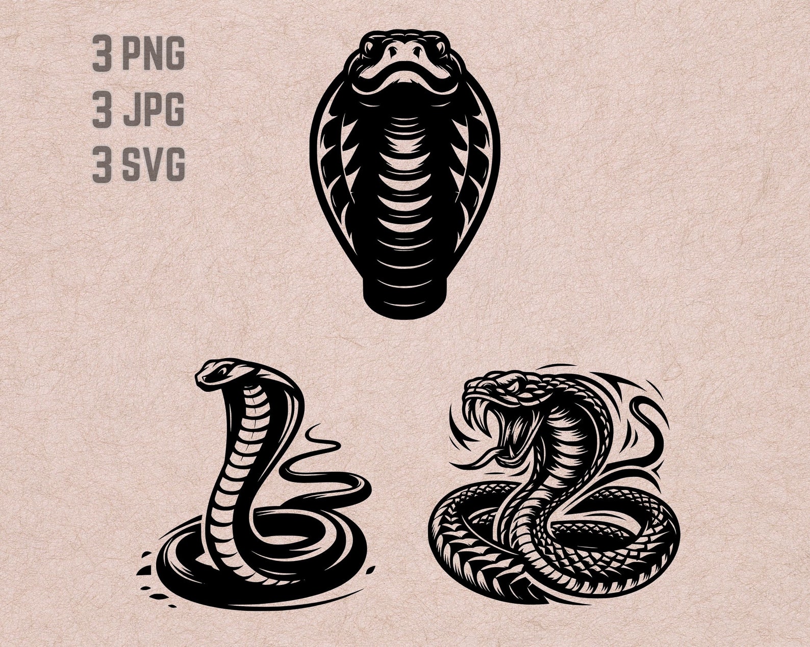 Cobra Svg Designs, Cobra Logo , Snake PNG, King Cobra Bundle Clipart ...