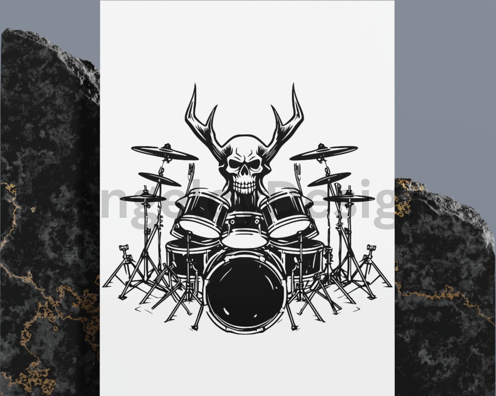 Horror Drum Set SVG Designs, Drums Logo, Skull Vector, Metal PNG, Hell ...