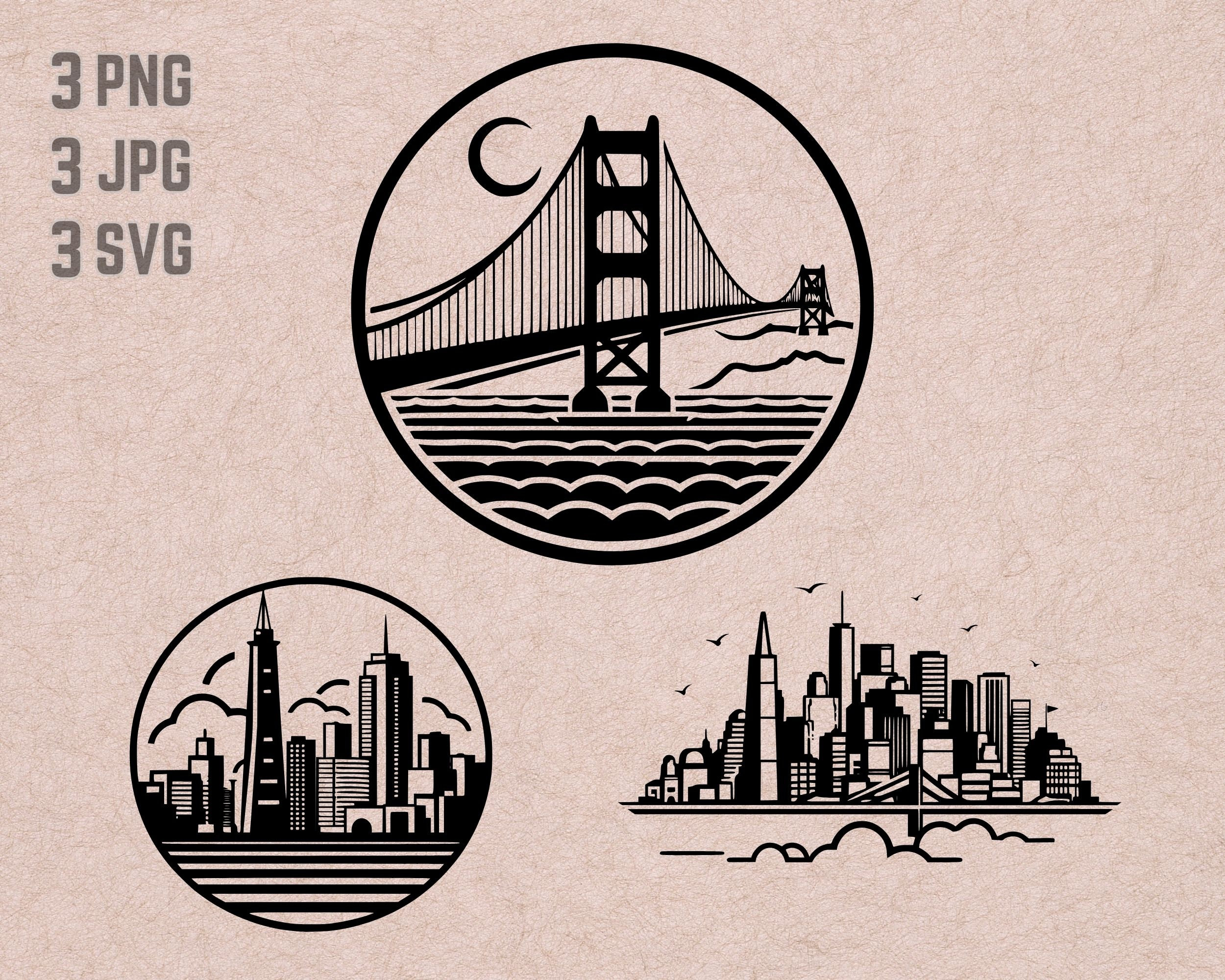 San Francisco Skyline SVG Designs, San Francisco Logo, San Francisco ...