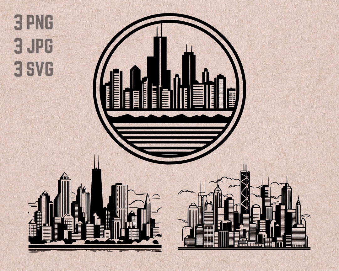 Chicago Skyline SVG Designs, Chicago Logo, Chicago Skyline Vector ...