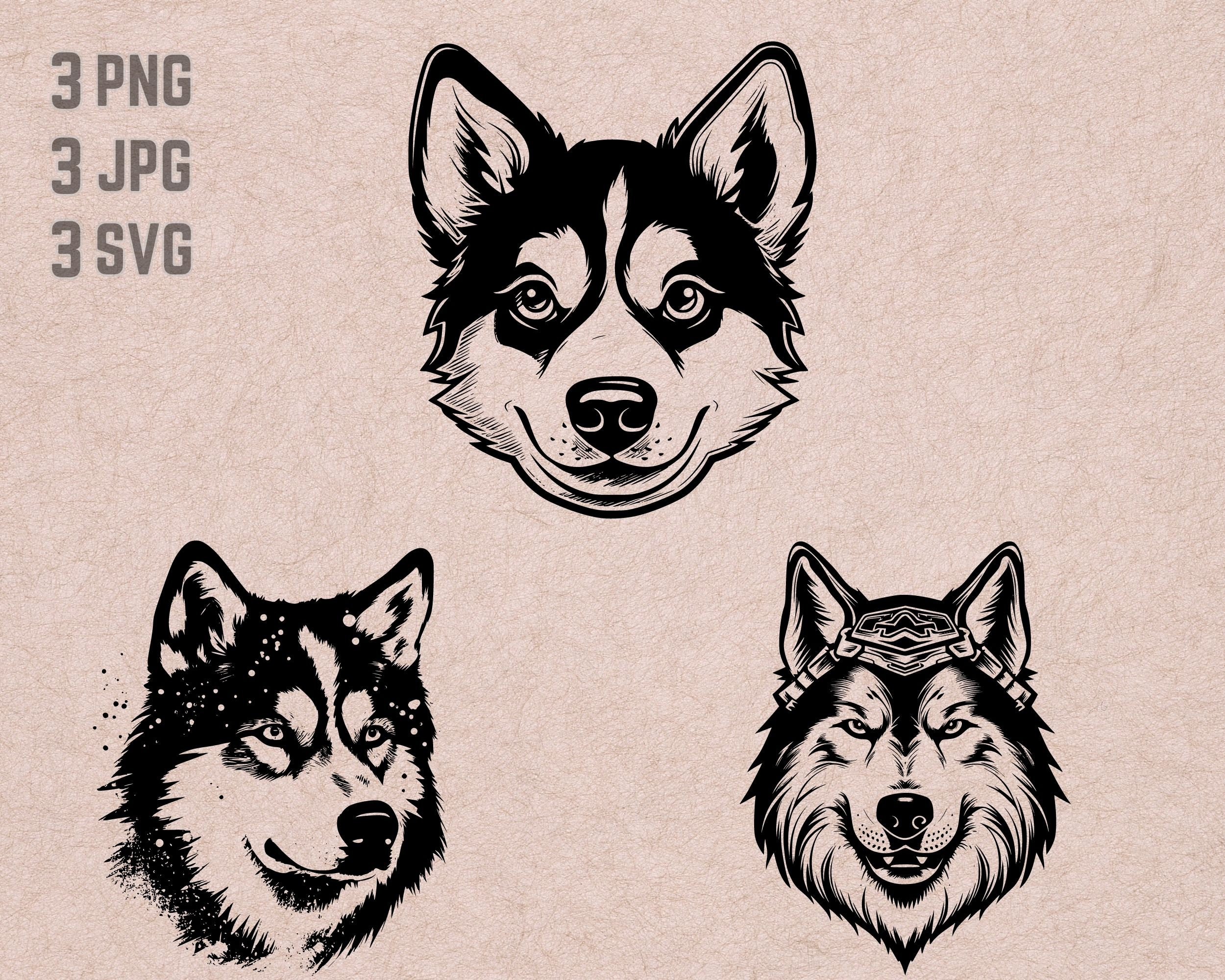 Siberian Husky SVG Designs,huskies Logo, Dog Lover Vector,funny Dog PNG ...