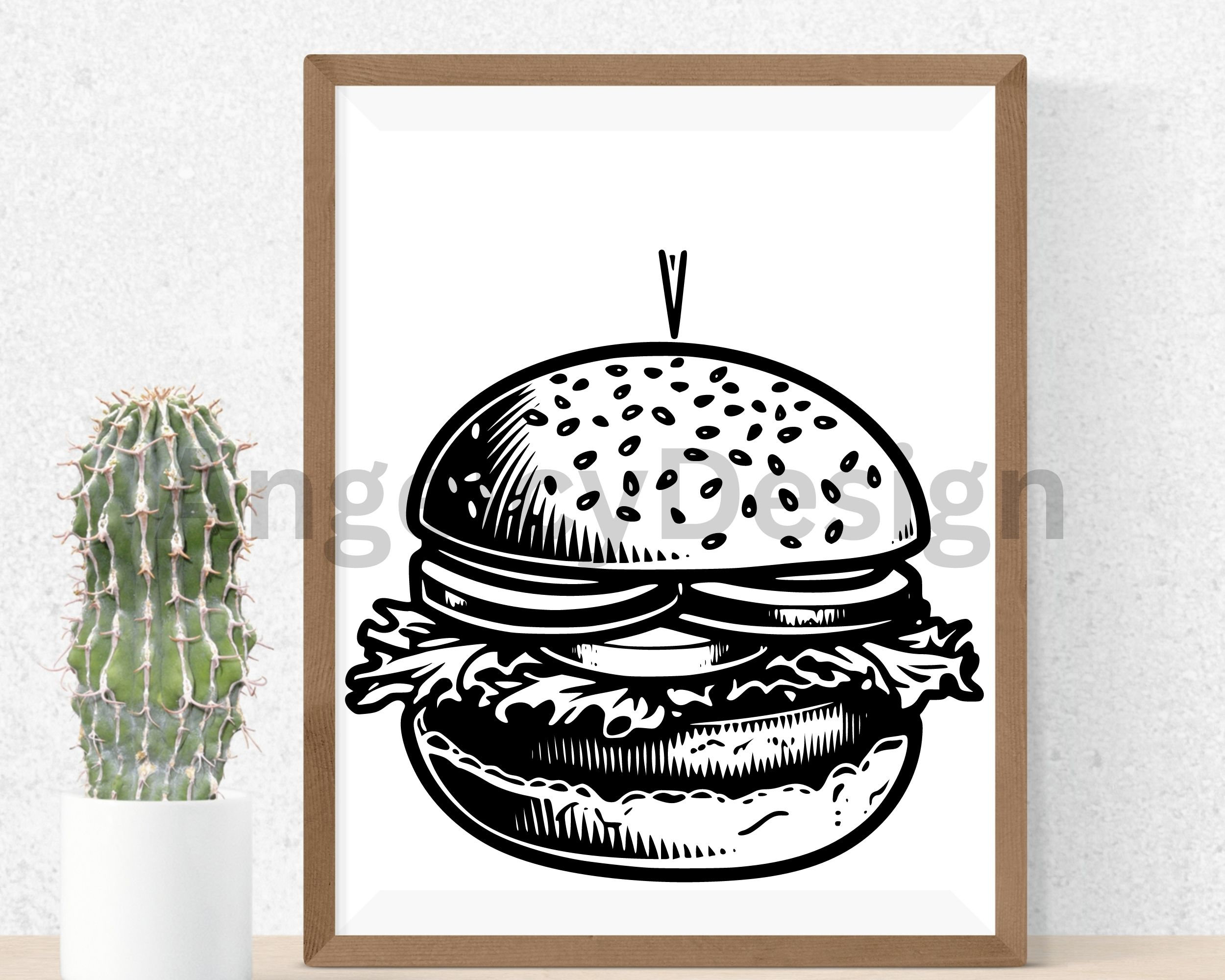 Hamburger SVG Designs, Burger Vector, Fast Food PNG, Cheeseburger ...