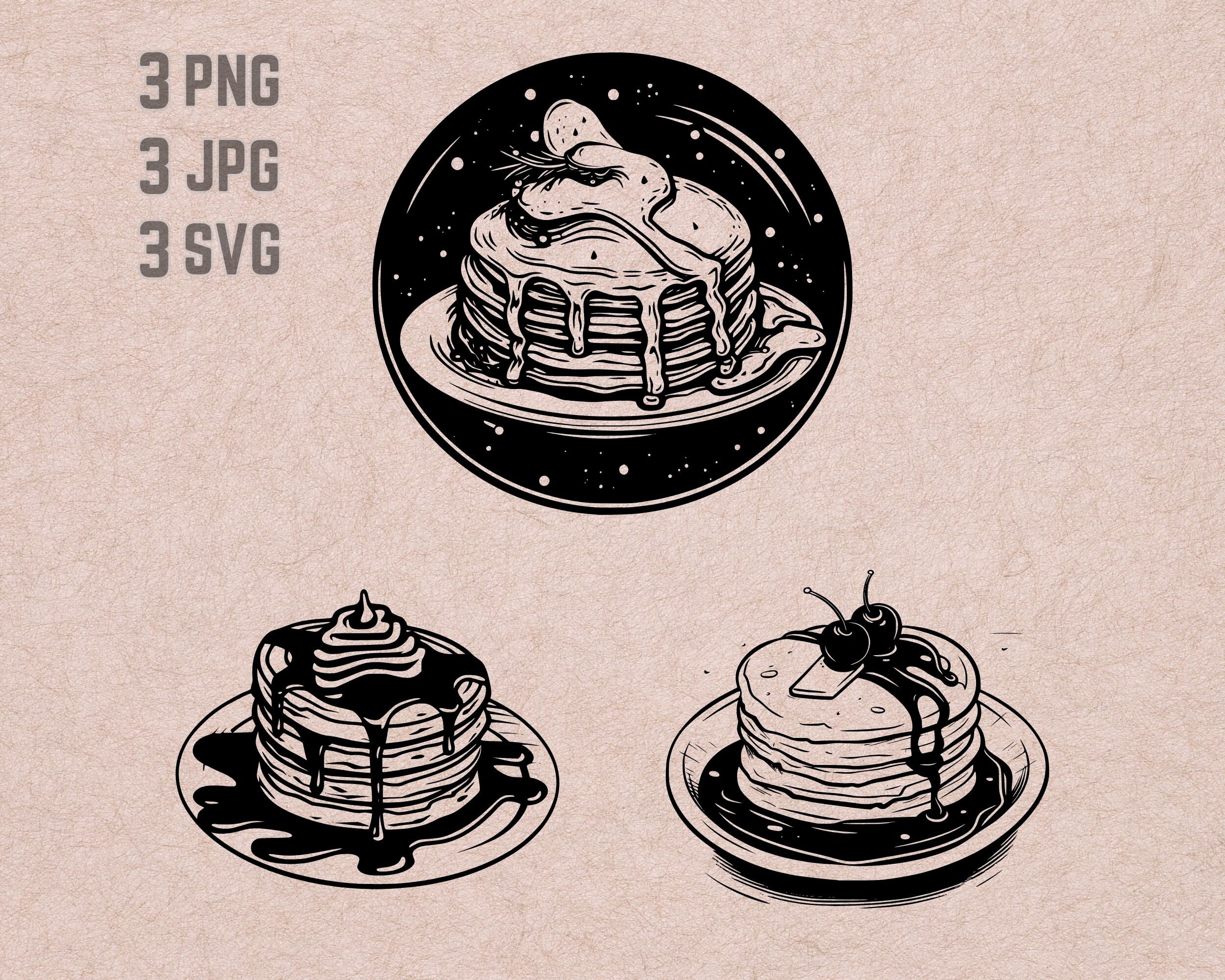 Pancakes SVG Designs, Pancake Logo, Pancakes and Syrup Vector, Sweets ...