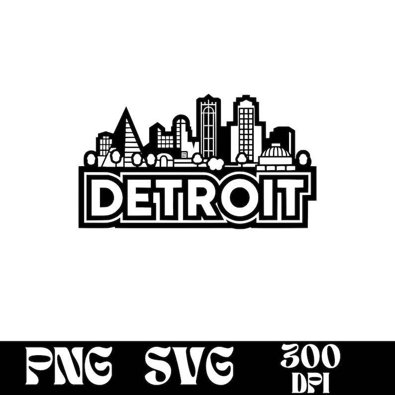 Detroit Skyline SVG Design, Detroit Logo, Detroit Skyline Vector ...