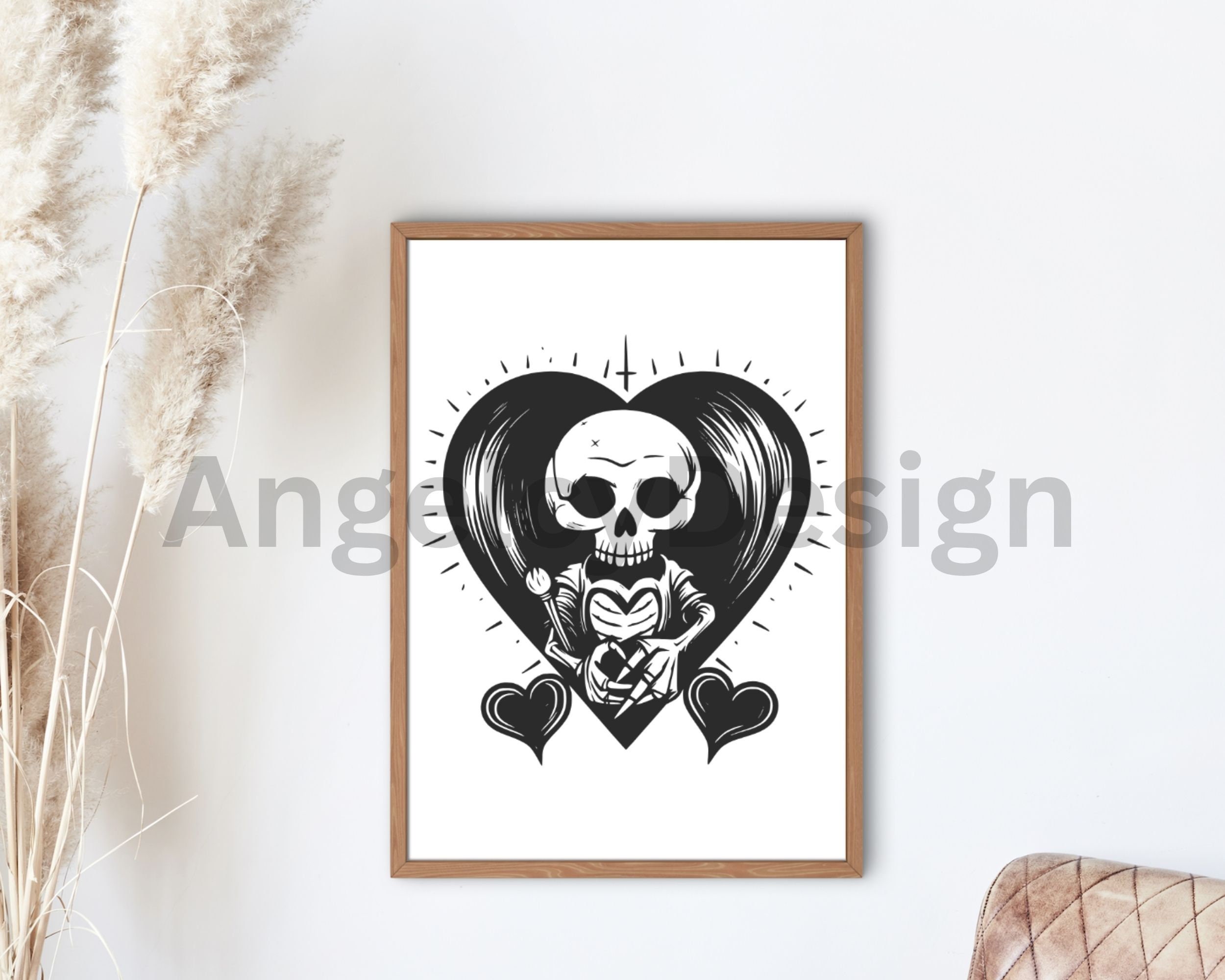 Skeleton Heart SVG Designs, Skeleton Logo, Skull Valentine Vector ...