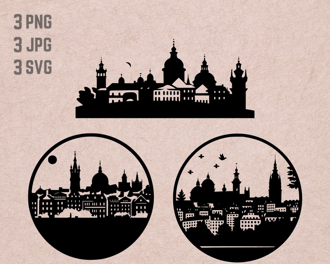 Prague Skyline SVG Designs, Prague Logo, Prague Skyline Vector, Skyline ...