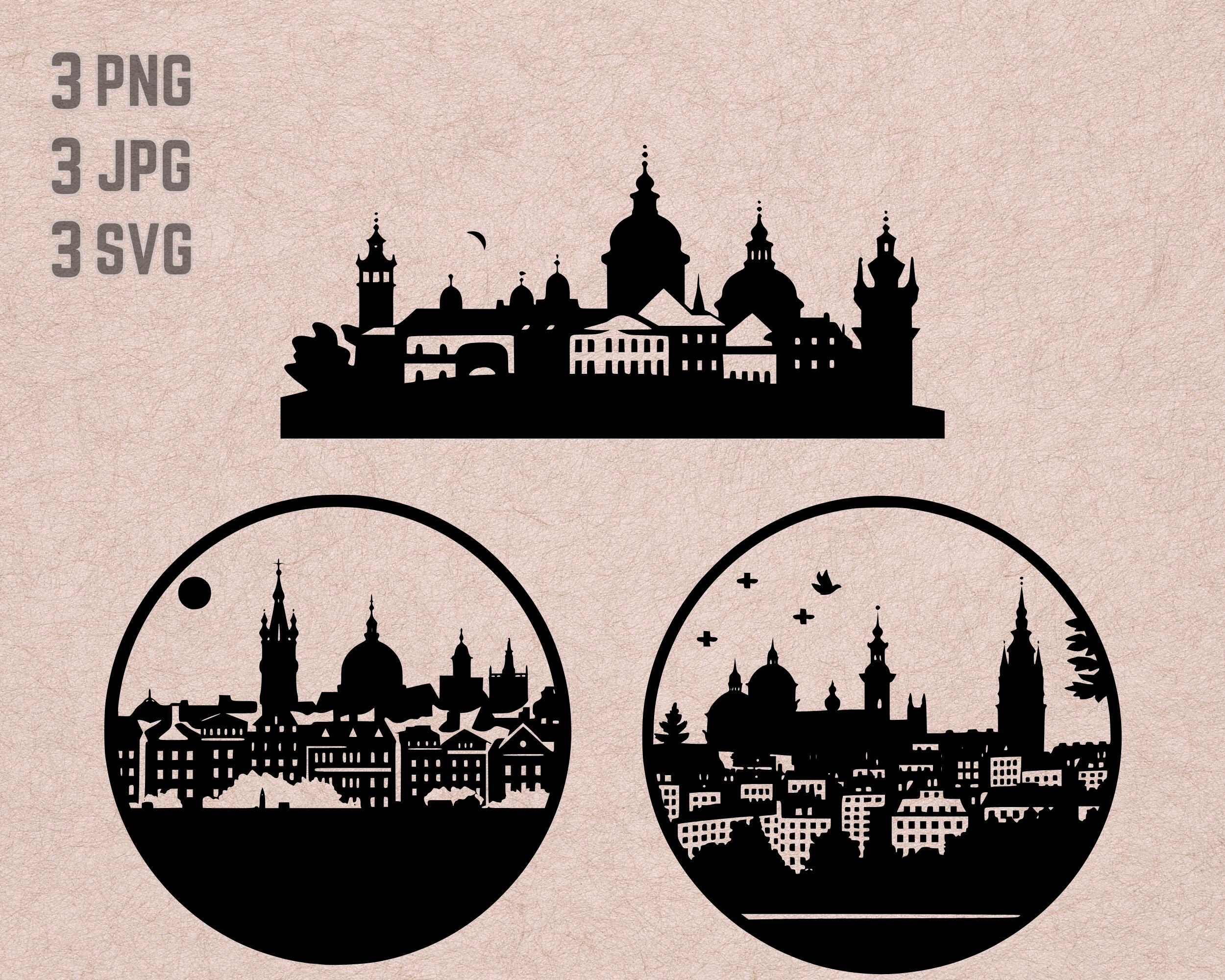 Prague Skyline SVG Designs, Prague Logo, Prague Skyline Vector, Skyline ...
