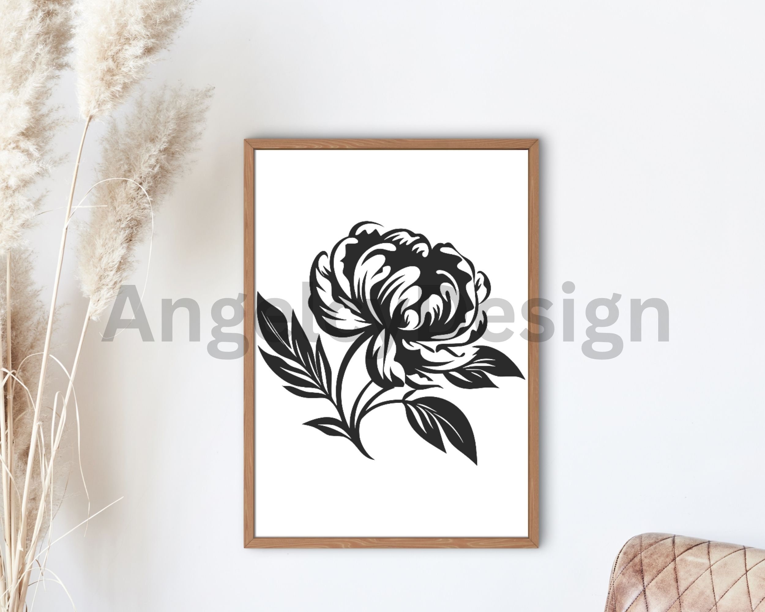 Peony SVG Designs, Peony Logo, Flower Vector, Peony Bouquet PNG, Peony ...