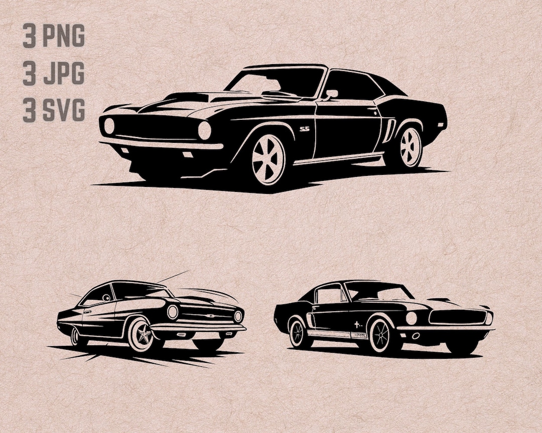 Vintage Muscle Car SVG Designs, Classic Car, Retro Muscle Car Vector ...