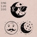 Moon Face SVG Designs, Moon Logo, Moon and Stars Vector, Space PNG ...