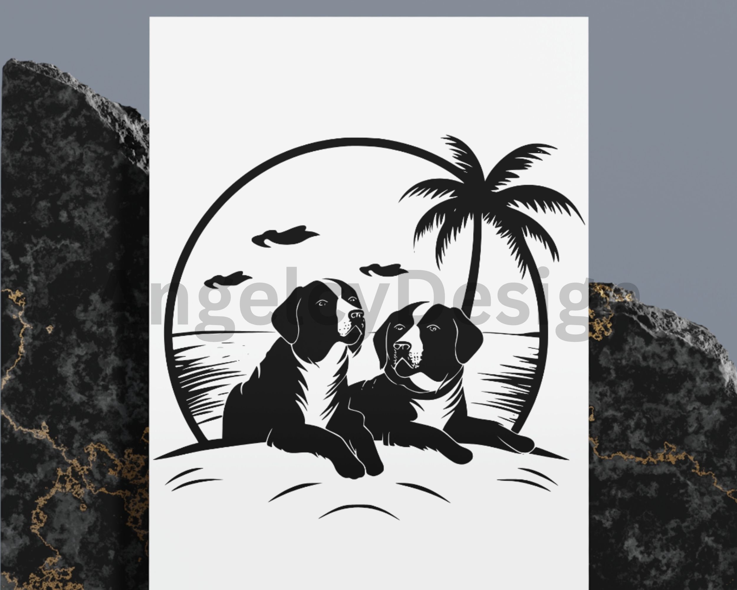 Summer Beach Dogs Scene Svg Designs, Beach Logo Vector, Dogs PNG ...