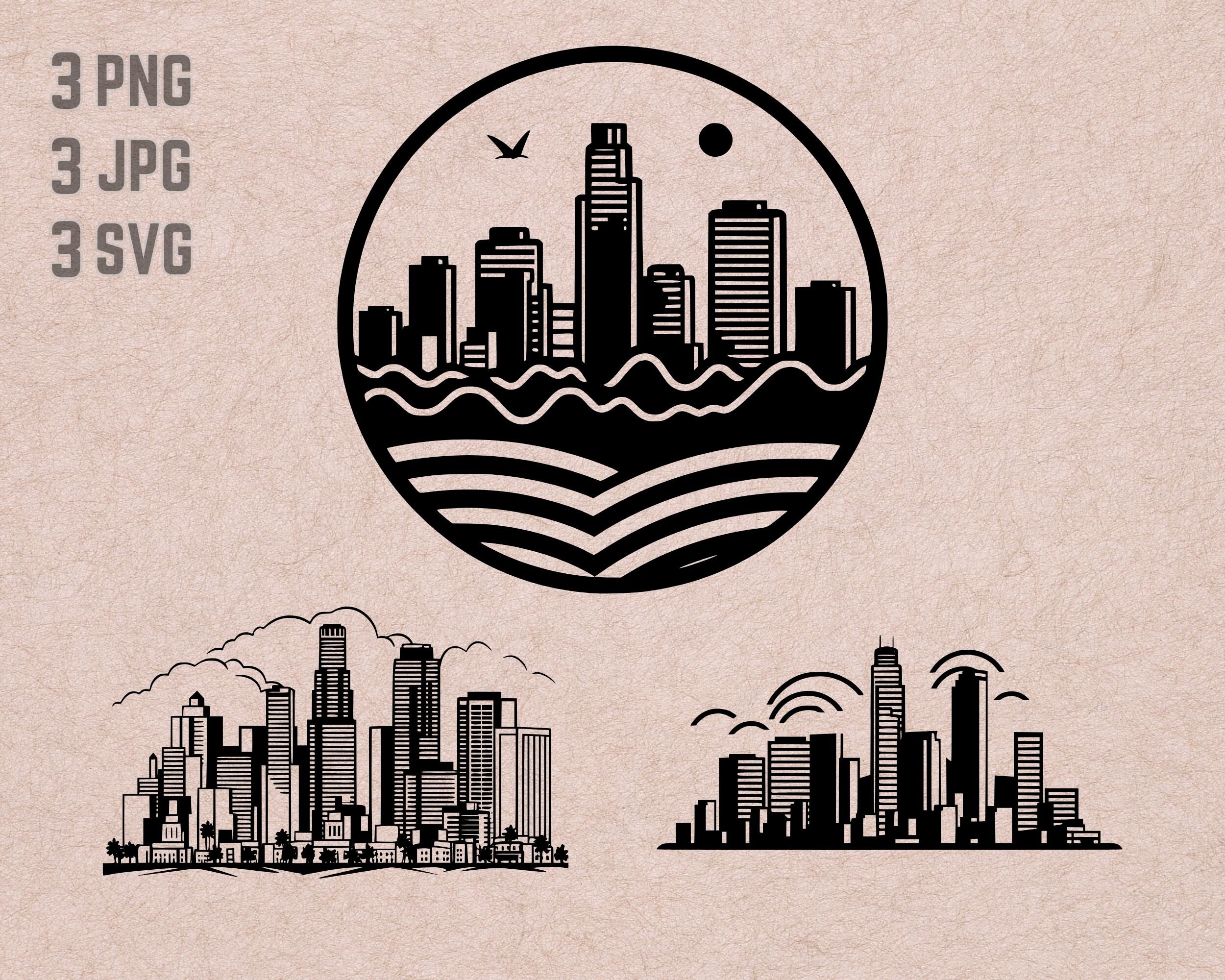 Los Angeles Skyline SVG Designs, Los Angeles Logo, Los Angeles Skyline ...