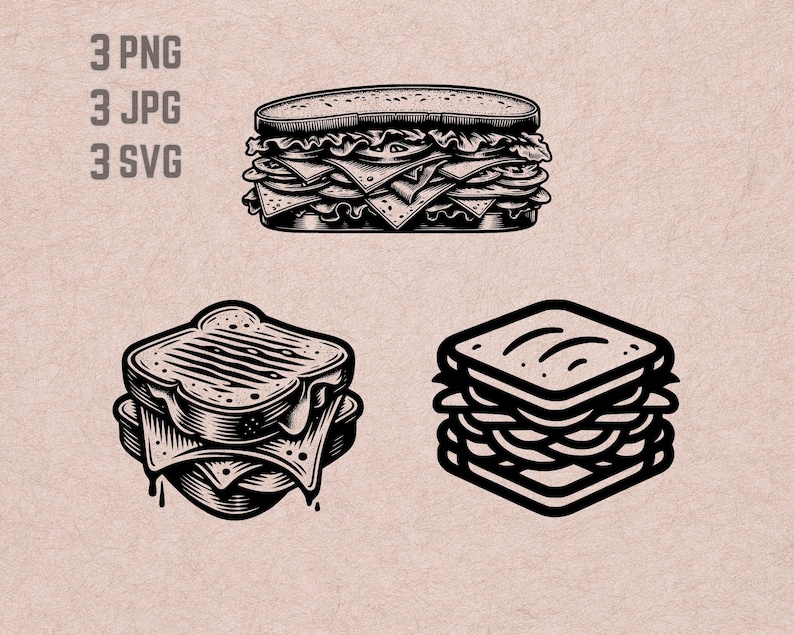 Sandwich SVG Designs, Sandwiches Logo, Grilled Cheese PNG, Sandwich ...