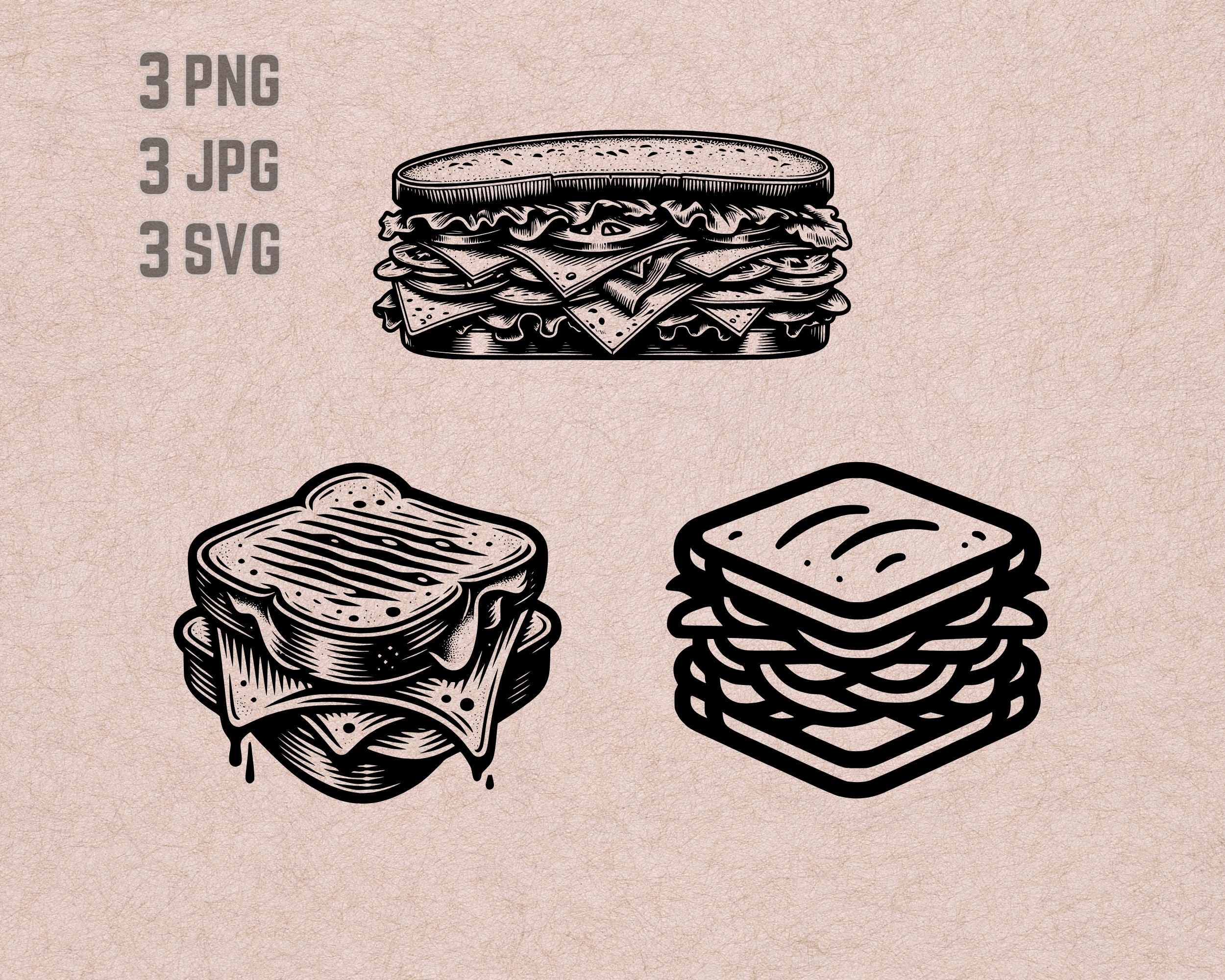 Sandwich SVG Designs, Sandwiches Logo, Grilled Cheese PNG, Sandwich ...